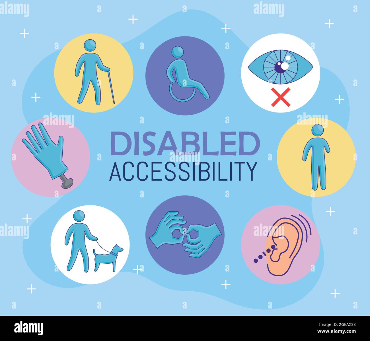 eight disabled accessibility icons Stock Vector Image & Art - Alamy