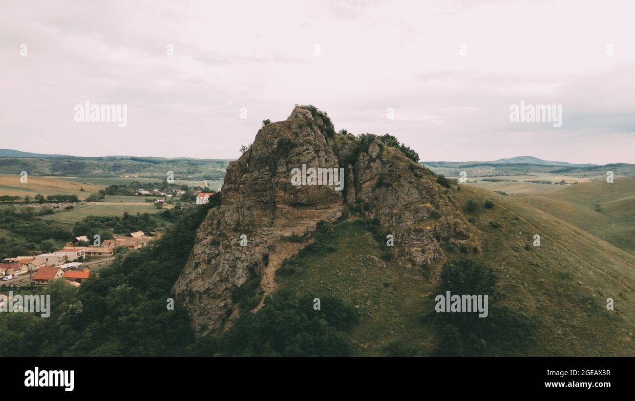 Aerial view of Sovi castle in Surice village in Slovakia Stock Photo ...