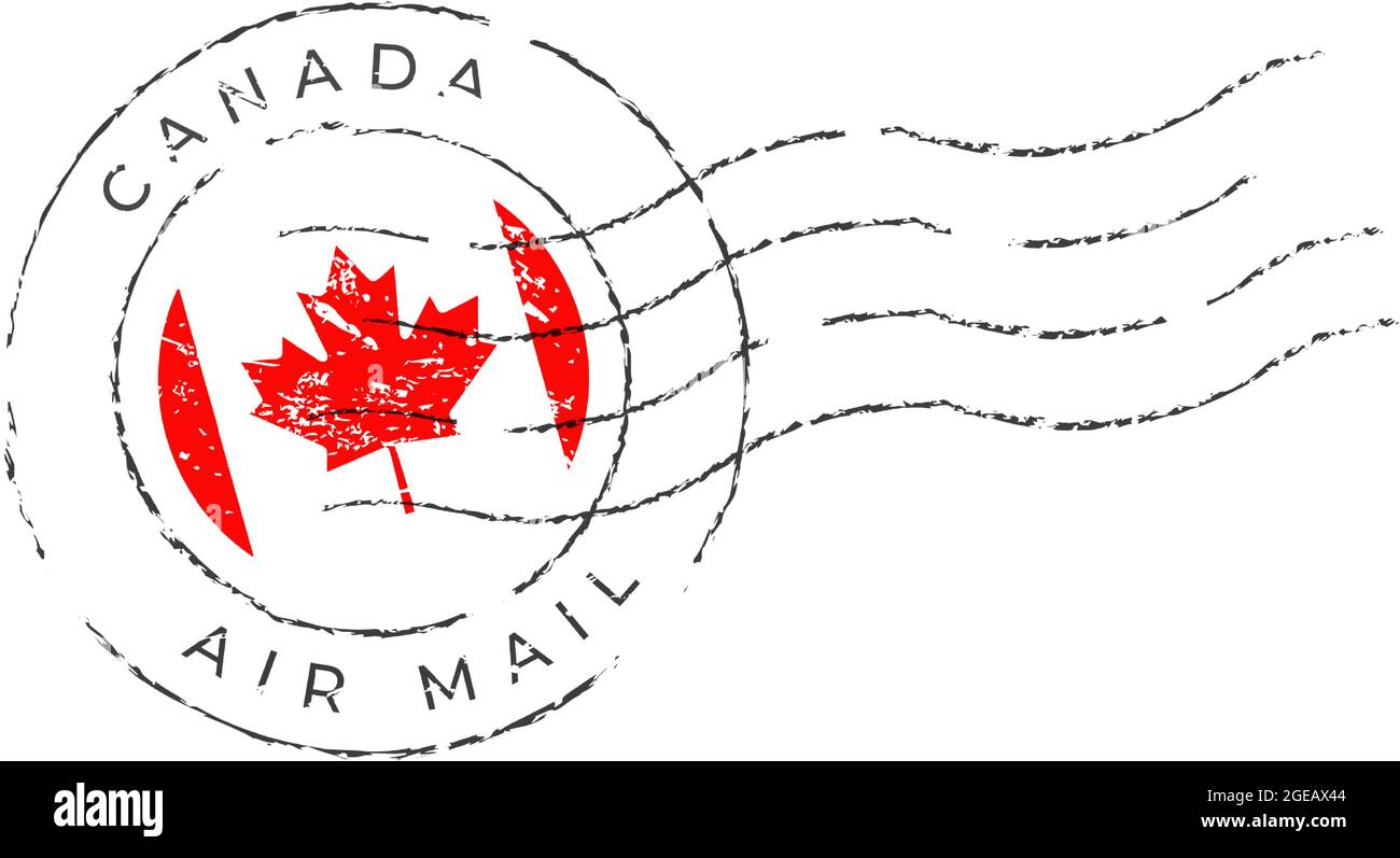 canada postage mark. National Flag Postage Stamp isolated on white ...