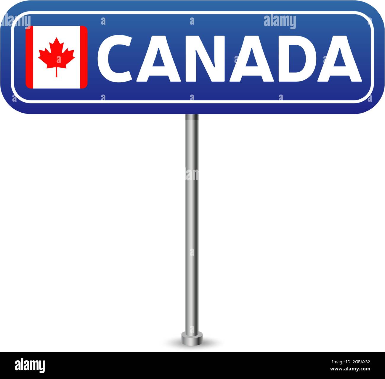 canada road sign. National flag with country name on blue road traffic ...