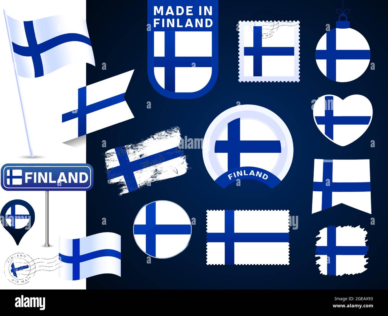 finland flag vector collection. big set of national flag design ...