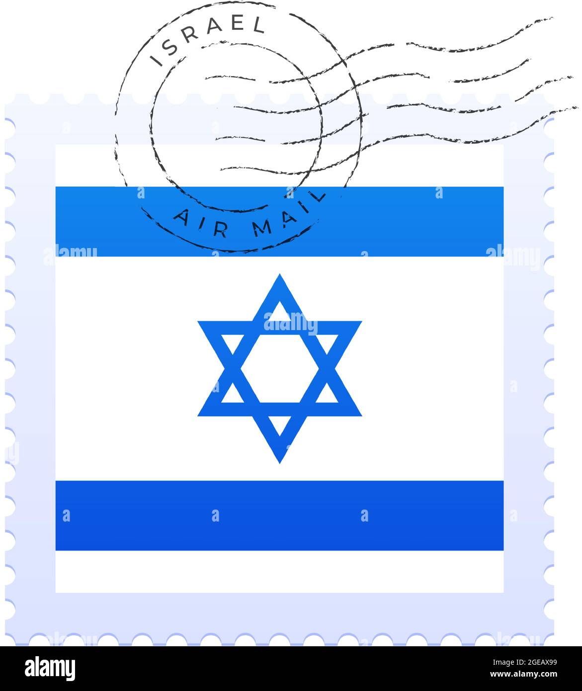 israel postage mark. National Flag Postage Stamp isolated on white ...