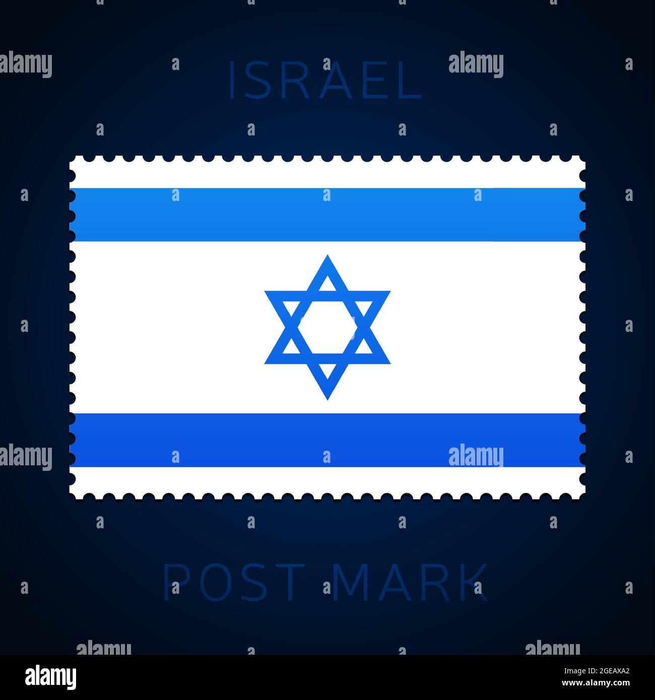 israel postage mark. National Flag Postage Stamp isolated on white ...