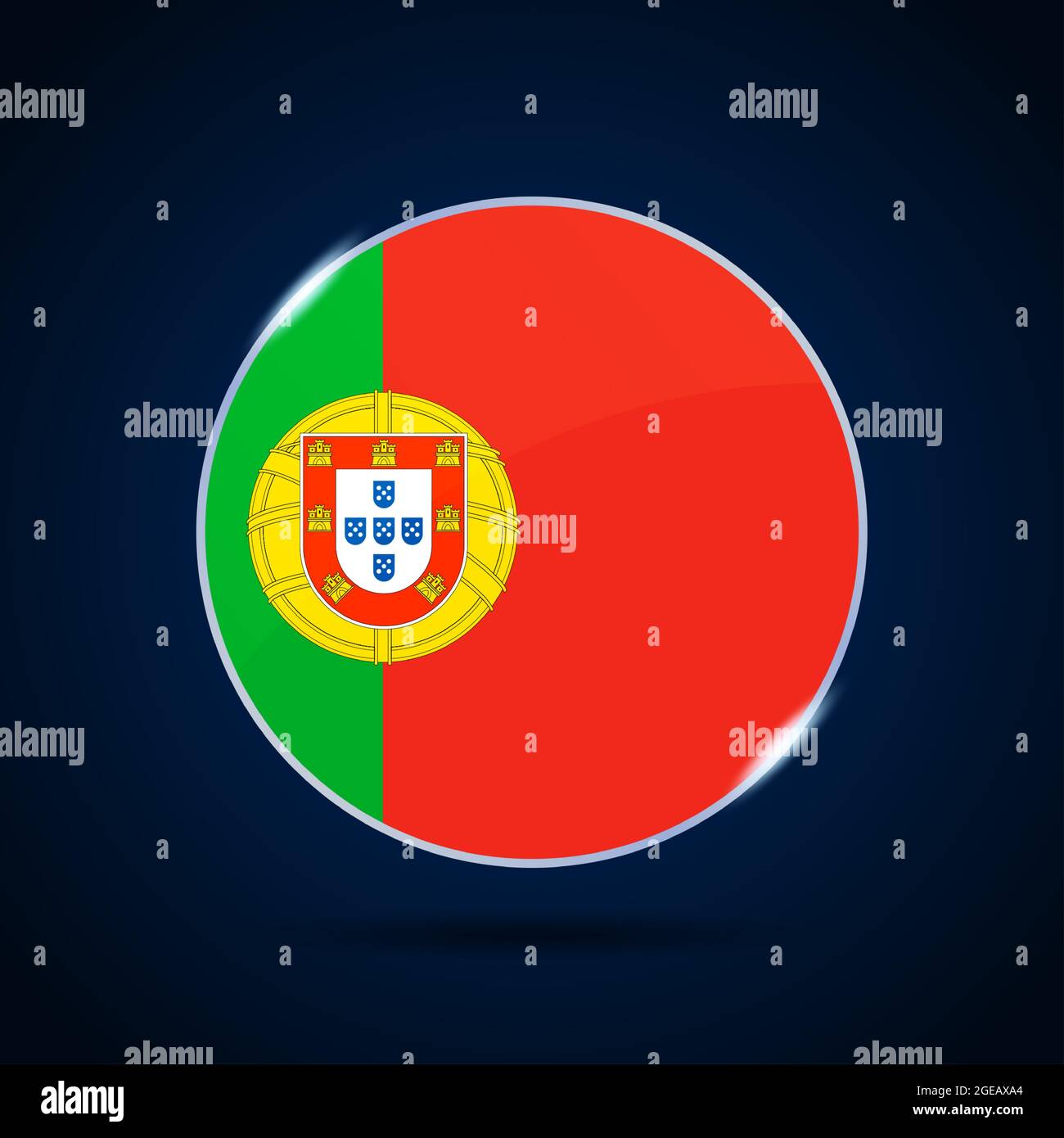 portugal national flag Circle button Icon. Simple flag, official colors ...