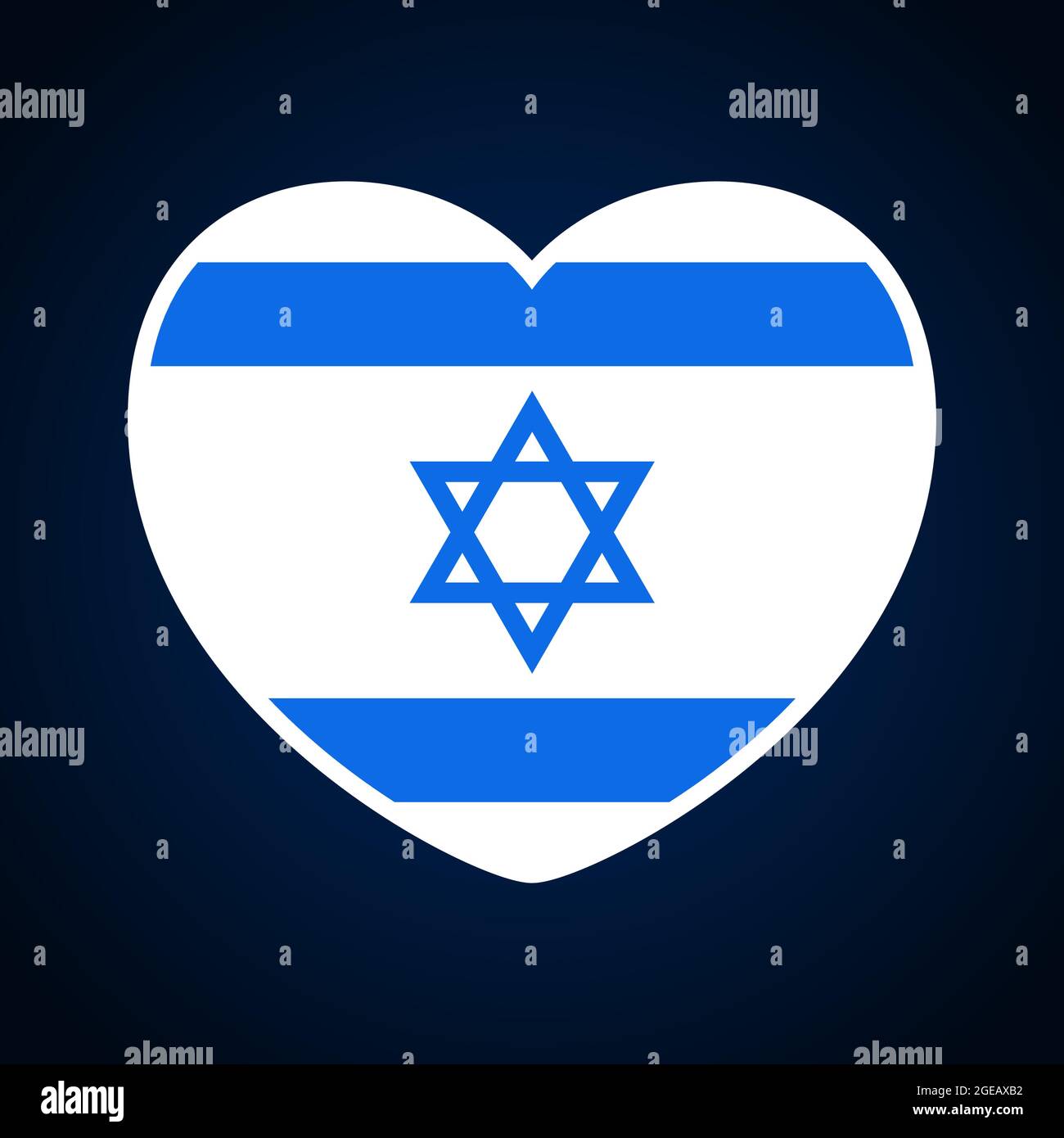 israel flag in a shape of heart. Icon flat heart symbol of love on the ...
