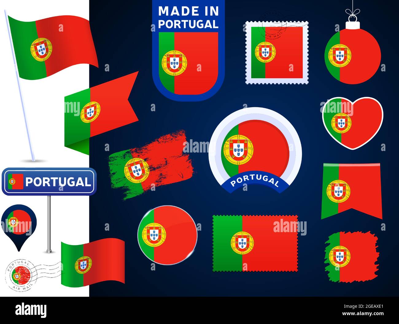portugal flag vector collection. big set of national flag design ...