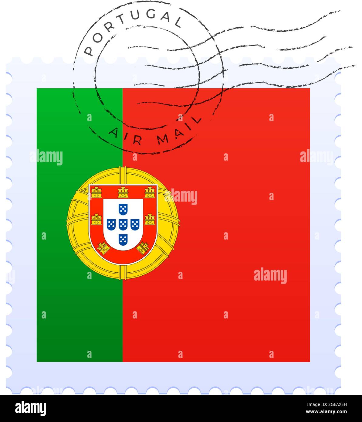 portugal postage mark. National Flag Postage Stamp isolated on white ...