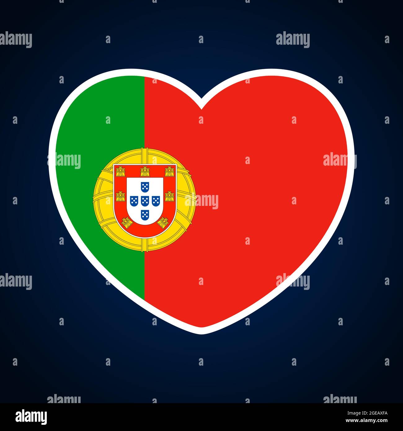 portugal flag in a shape of heart. Icon flat heart symbol of love on ...