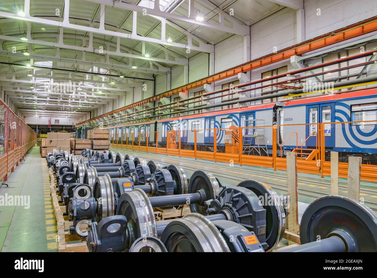 Mytishchi, Russia - February 21, 2017: Rail car assembly plant for the ...