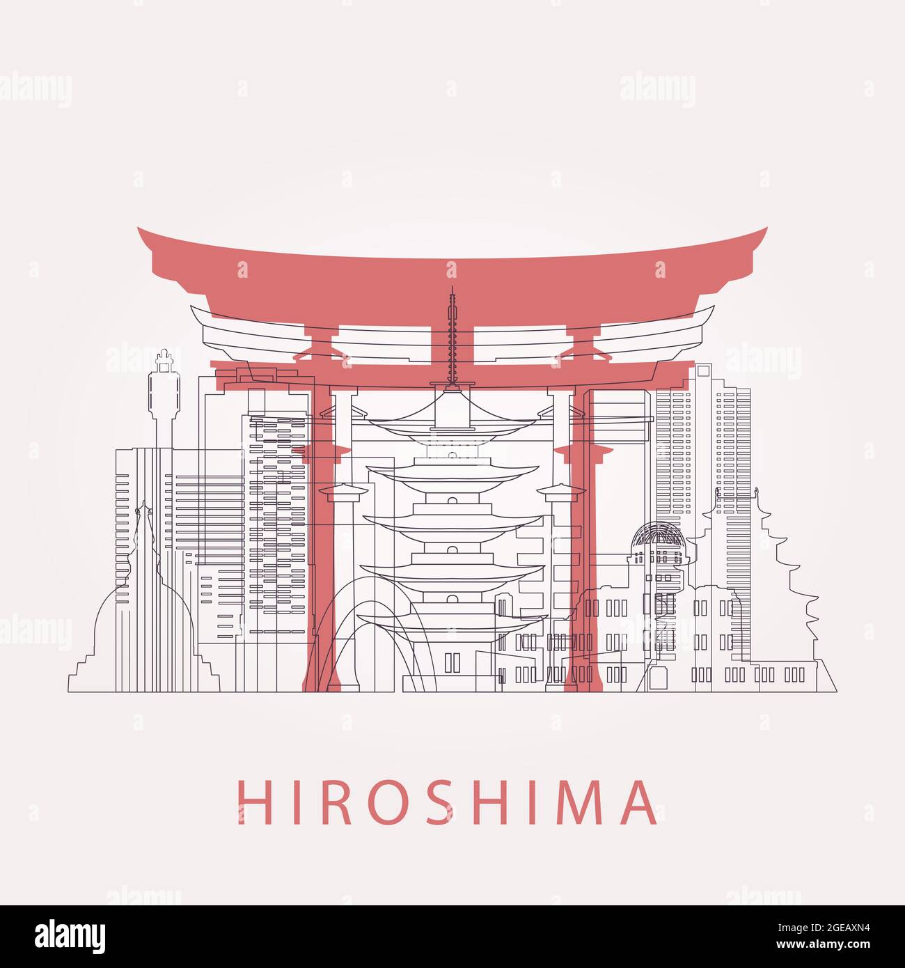 Hiroshima landmarks Stock Vector Images - Alamy