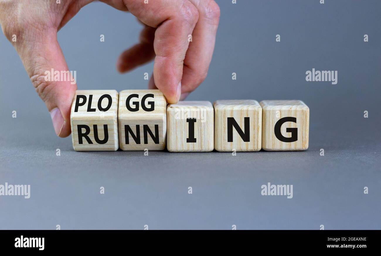 Running or plogging symbol. Runner turns wooden cubes and changes the ...