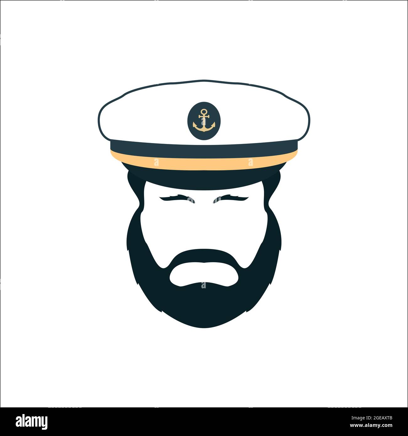 Captain Face Silhouette.Skipper in a Hat Emblem. Bearded Seaman Head ...