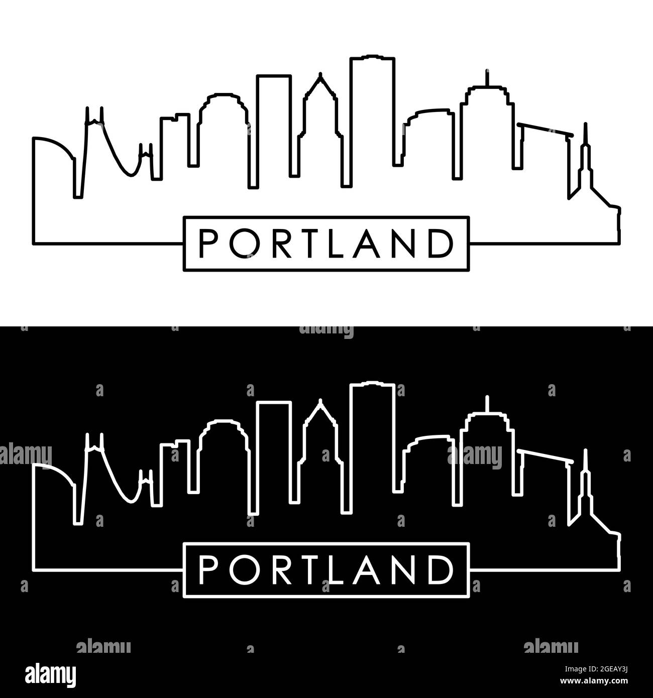 Portland skyline. Linear style. Editable vector file Stock Vector Image ...
