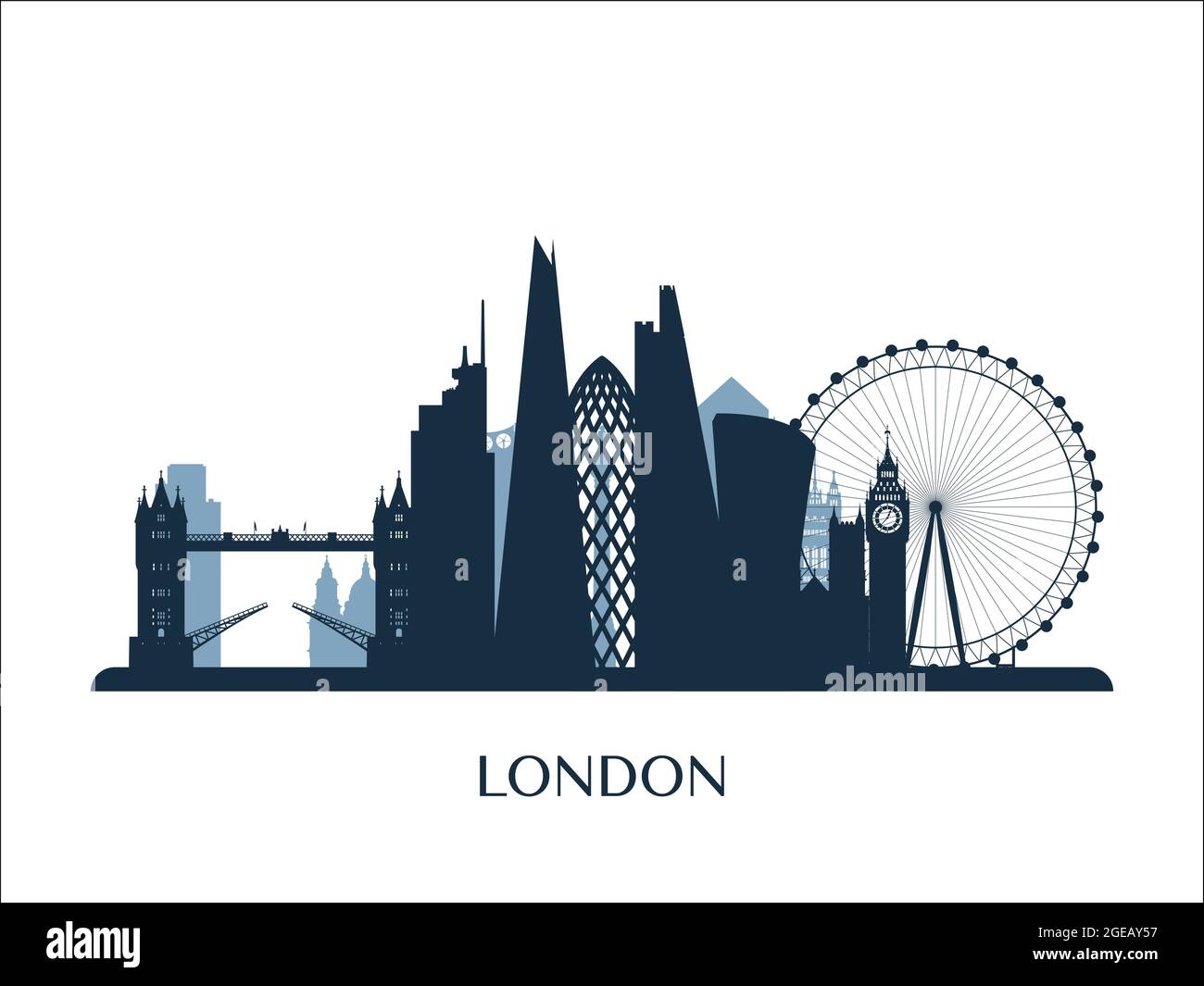 London skyline monochrome silhouette. Vector illustration Stock Vector ...