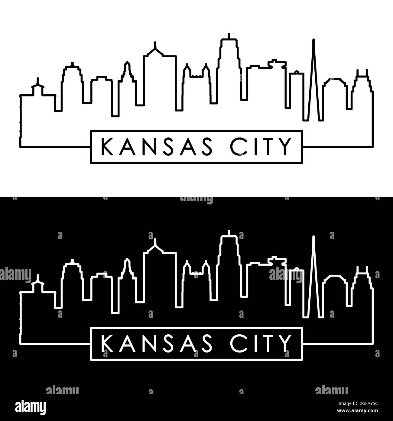 Kansas City skyline. Linear style. Editable vector file Stock Vector ...
