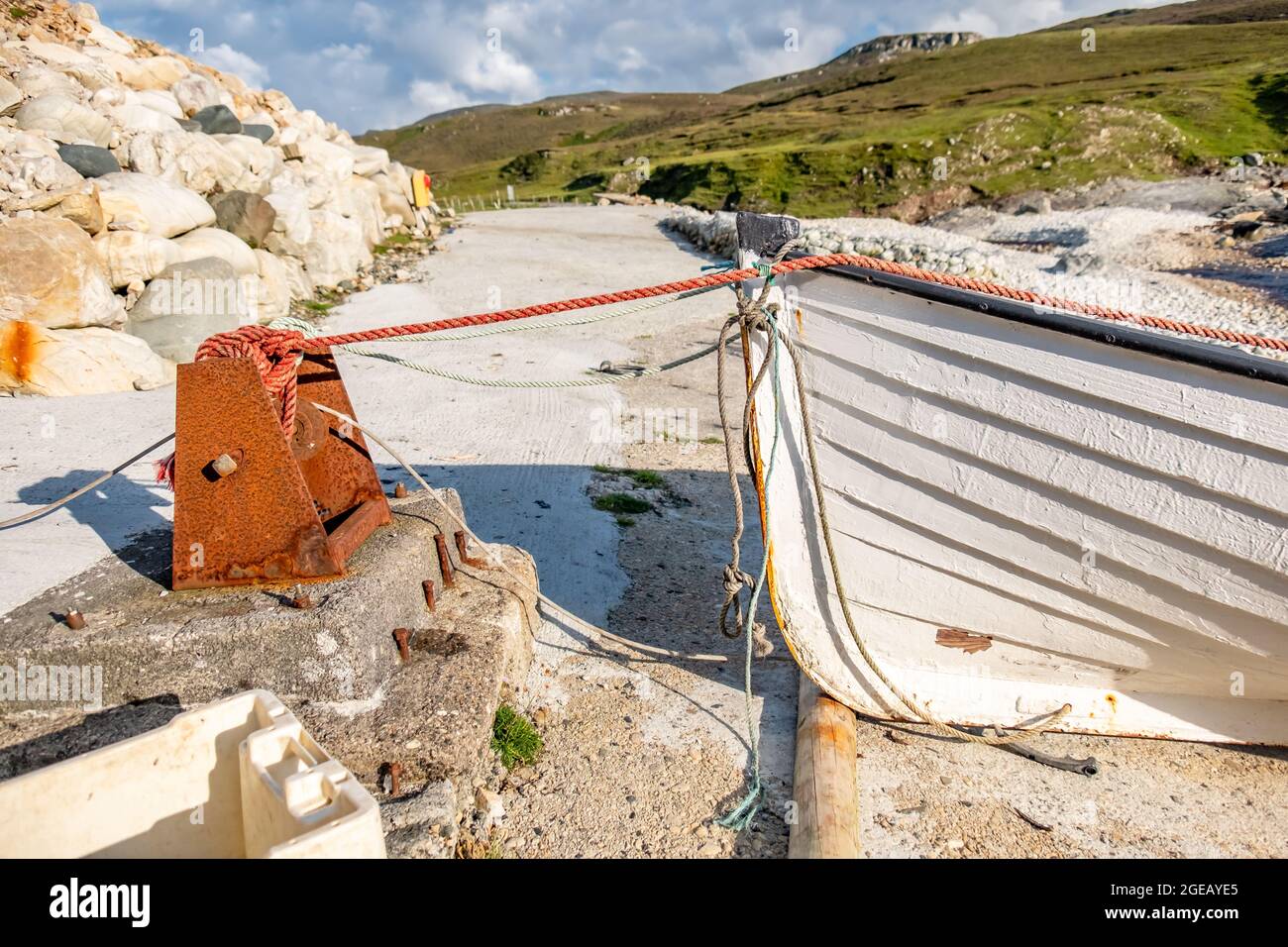 Vessels lying at the harbour of An Port, County Donegal - Ireland Stock ...