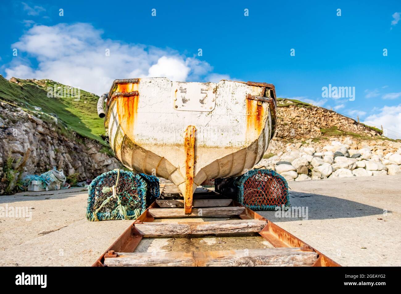 Vessels lying at the harbour of An Port, County Donegal - Ireland Stock ...