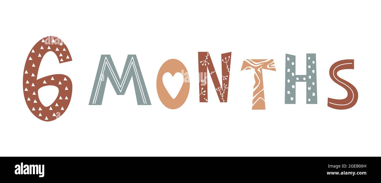 Six month baby lettering in Scandinavian style Stock Vector Image & Art ...