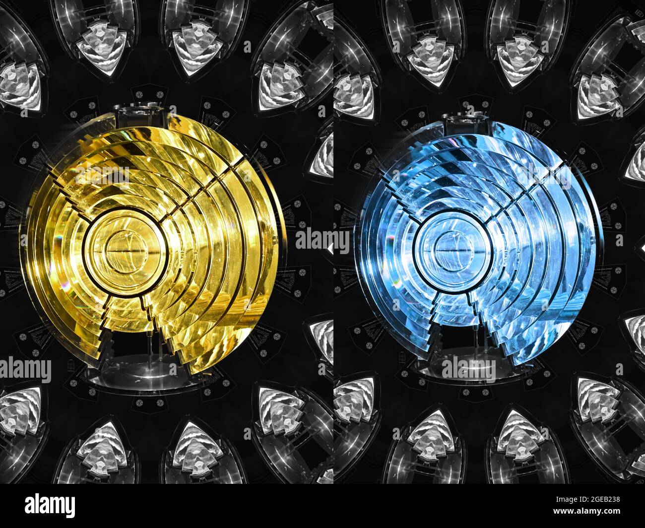 Two spotlights and black background Stock Photo - Alamy