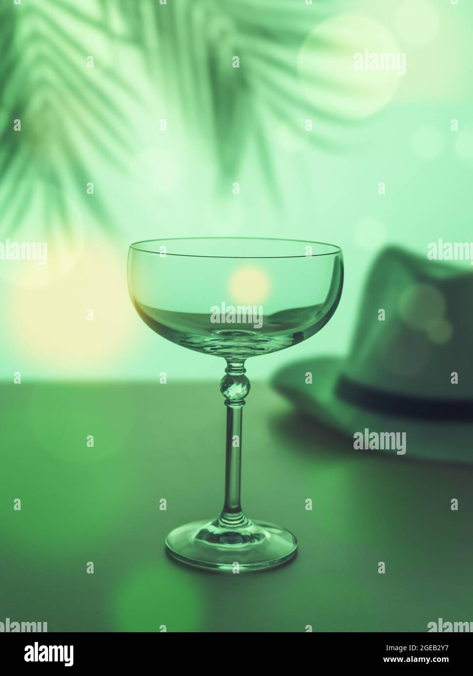 Summer, holiday, relax composition with empty cocktail glass and summer ...