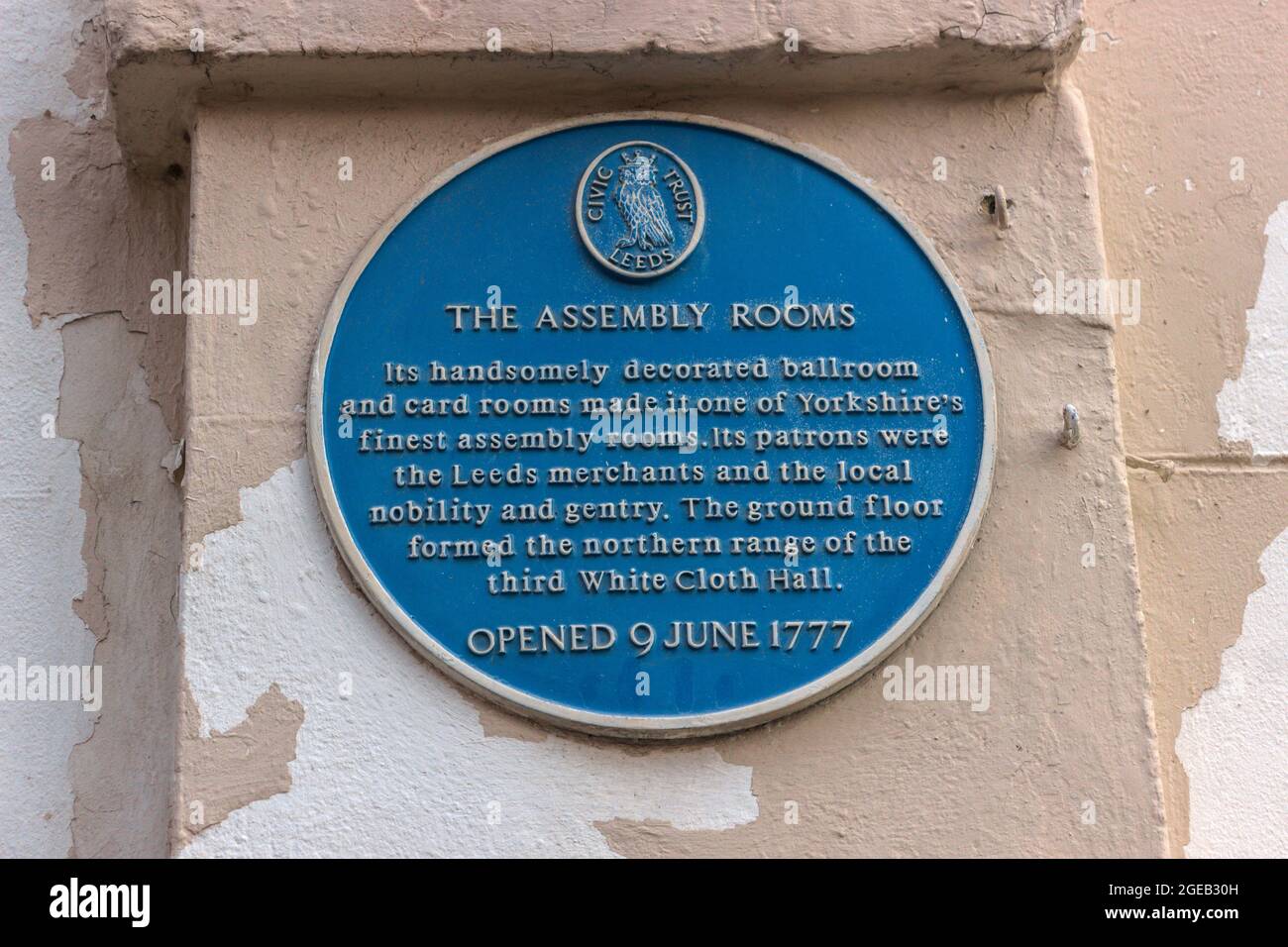 The Assembly Rooms blue plaque. Leeds, West Yorkshire, U.K Stock Photo ...