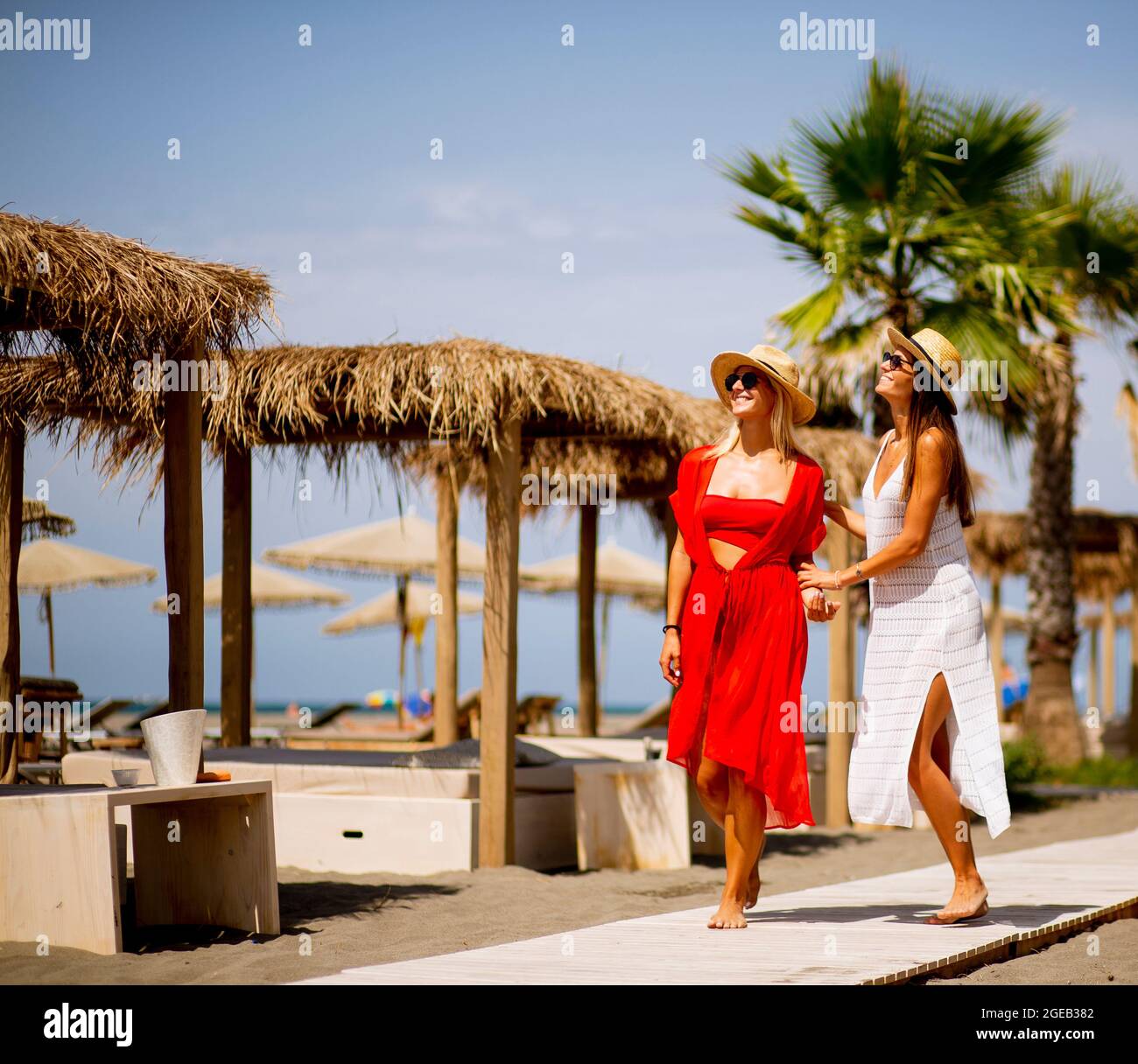 Elegant women on beach hi-res stock photography and images - Alamy