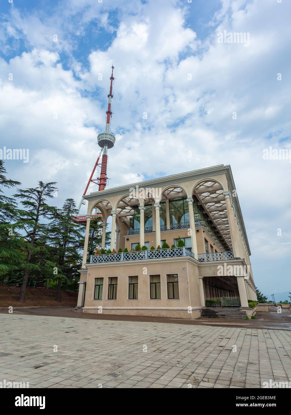 Funicular complex in Mtatsminda Park consisting of restaurants and the ...
