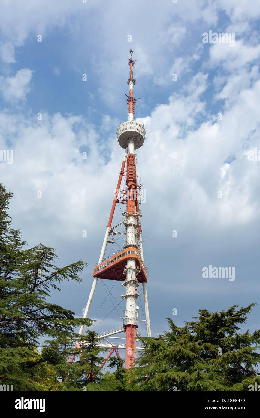 Tbilisi TV Broadcasting Tower on mount mtatsminda, Georgia Stock Photo - Alamy