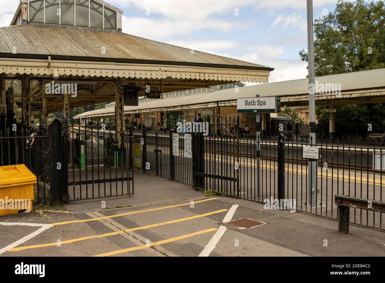The open gates leading on to platform one, at Bath Spa Railway Station ...