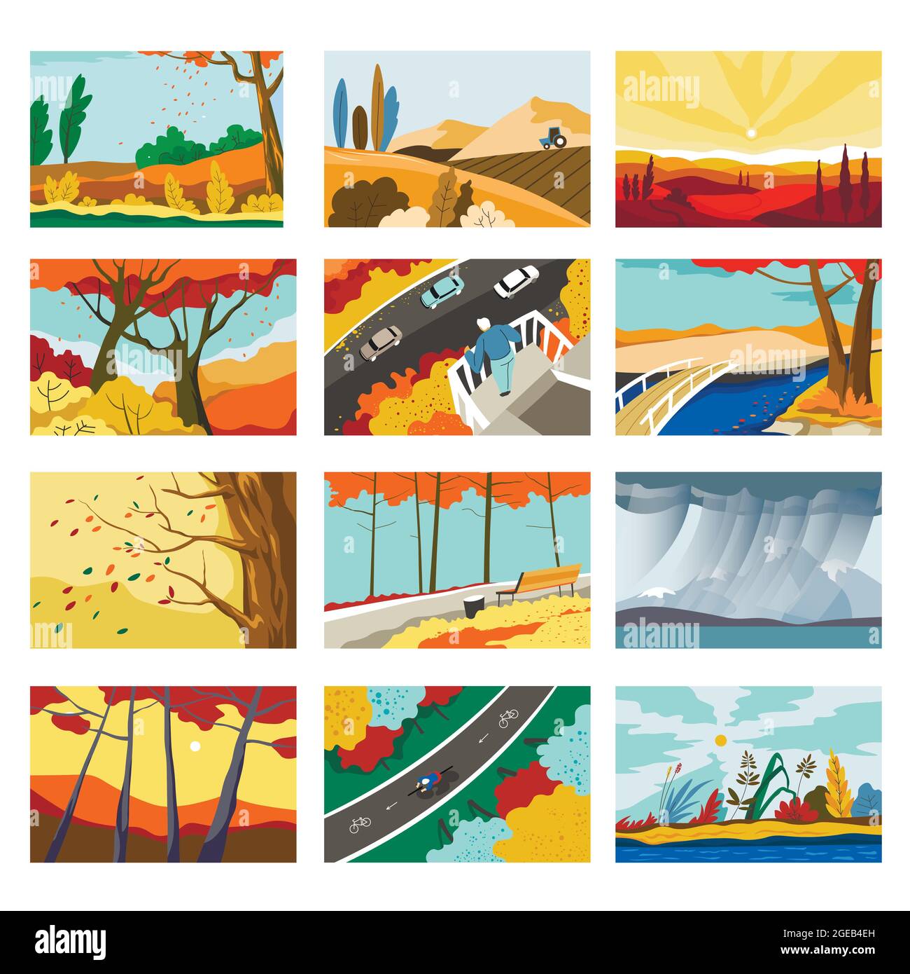 Fall forest landscape pond Cut Out Stock Images & Pictures - Alamy