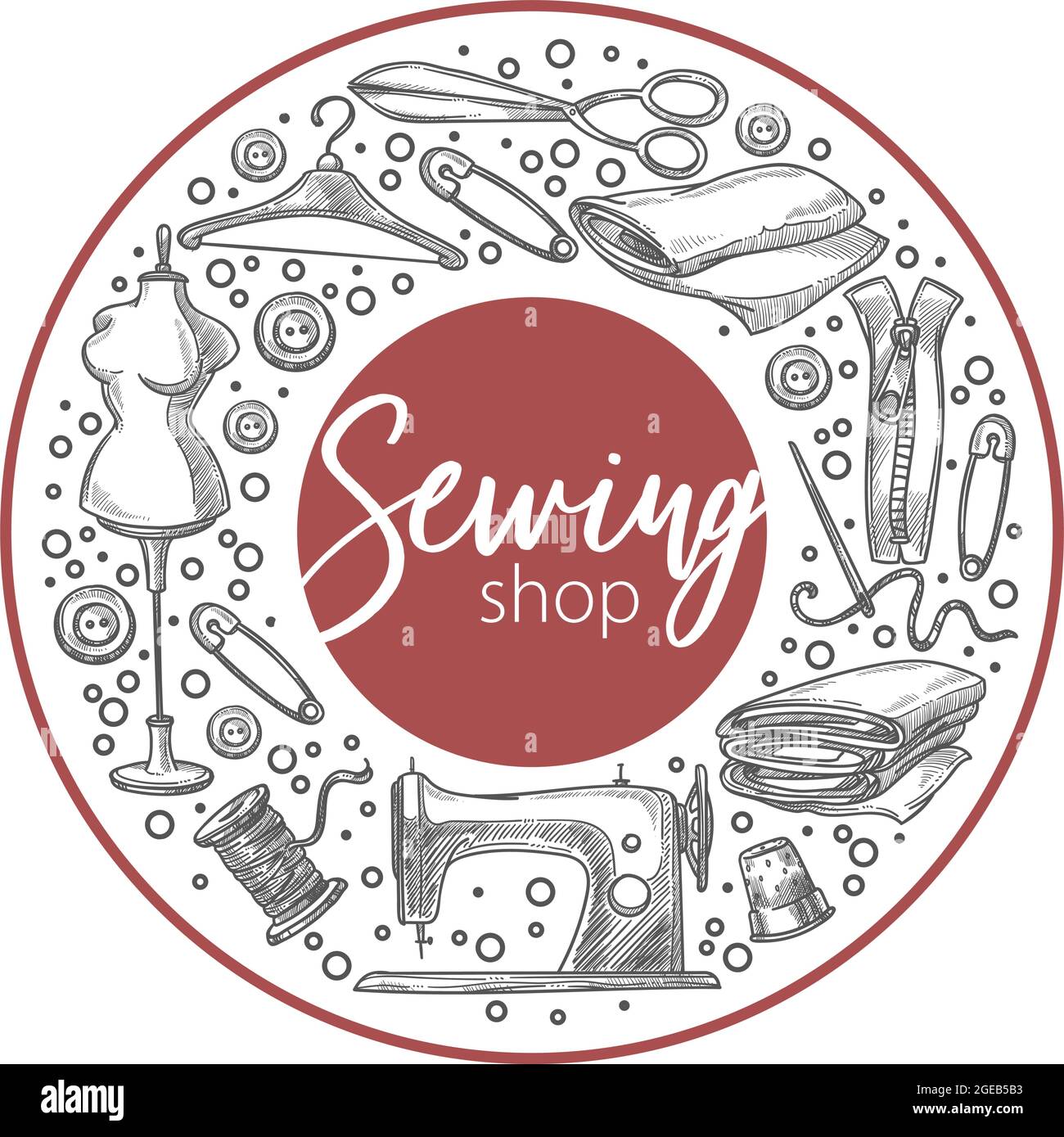 Sewing shop materials and equipment for hobby Stock Vector Image & Art ...