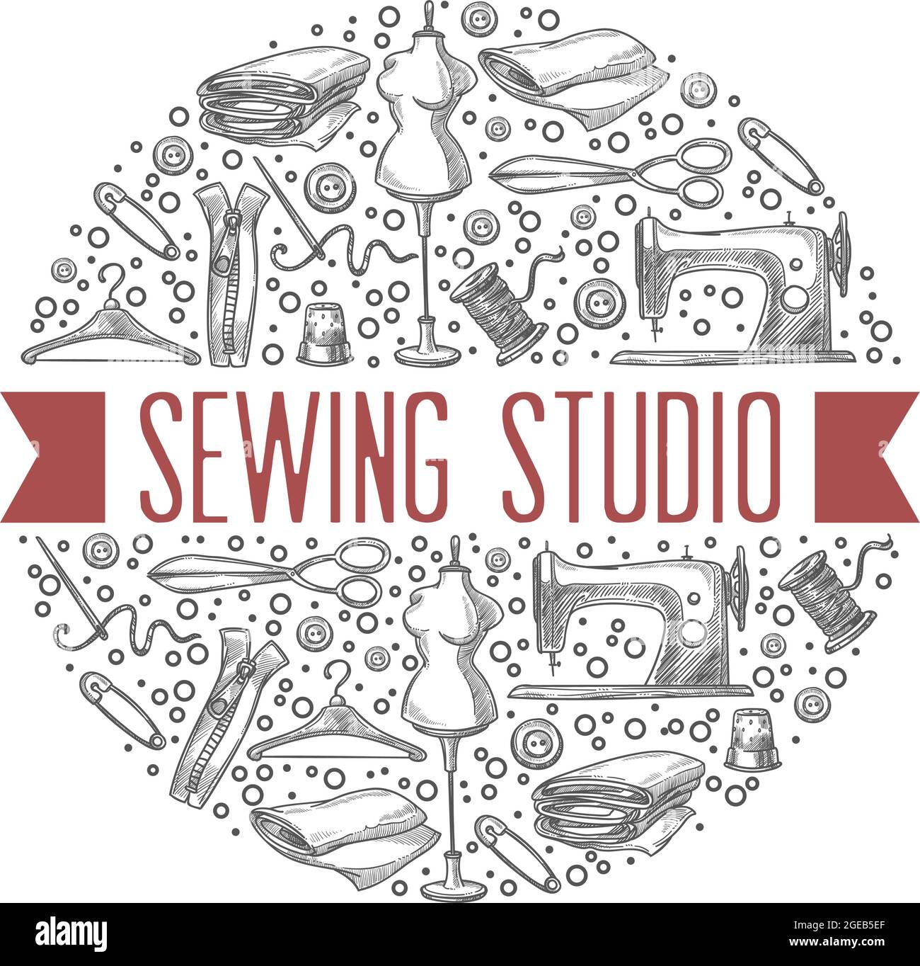 Sewing studio, atelier giving master class lessons Stock Vector Image ...