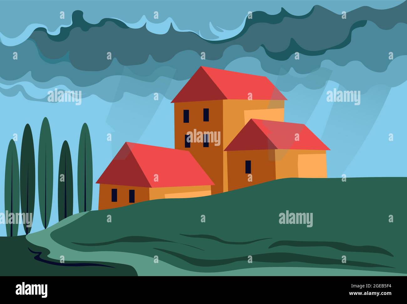 Old italian farm house Stock Vector Images - Alamy