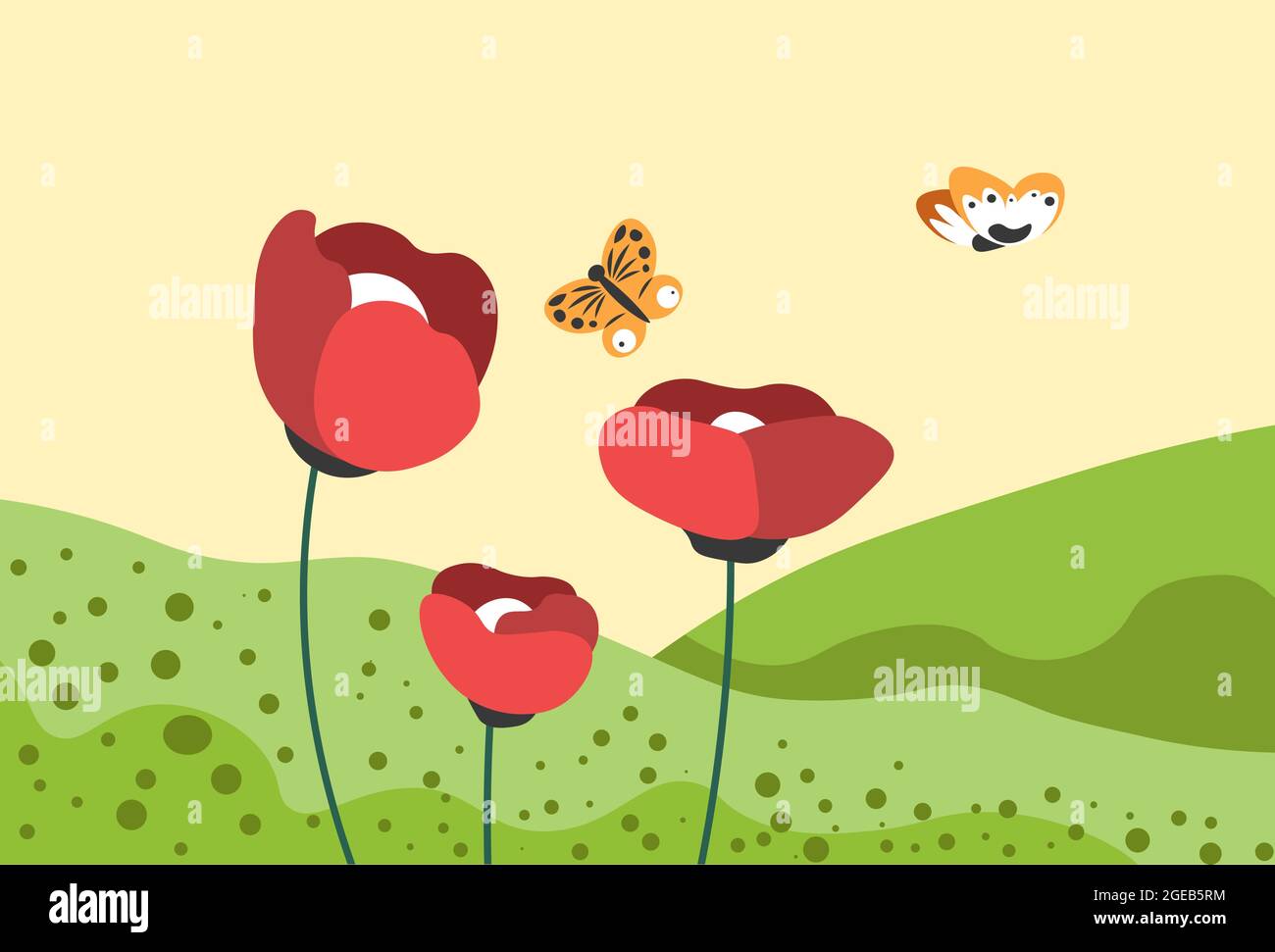 Poppy blooming in wild meadow Stock Vector Images - Alamy