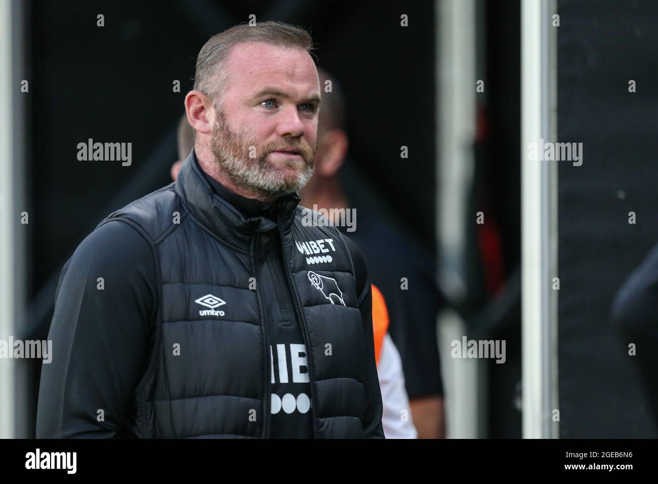 Wayne Rooney manager of Derby County prior to the match starting Stock ...