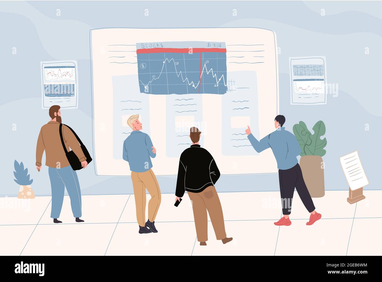 Cartoon flat trading businessman characters at work,vector illustration ...