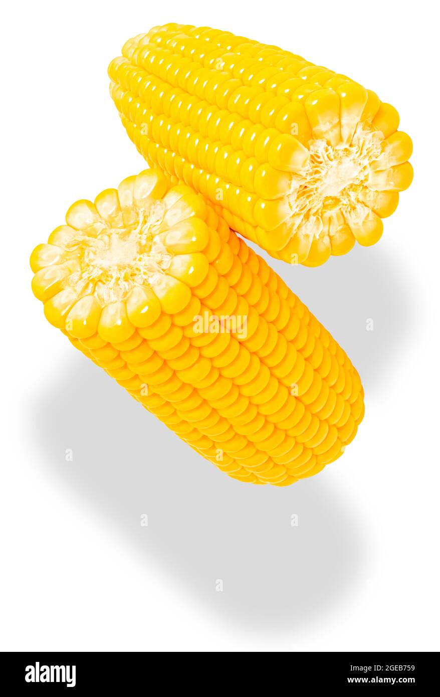 Falling corn isolated on white background with clipping path Stock ...