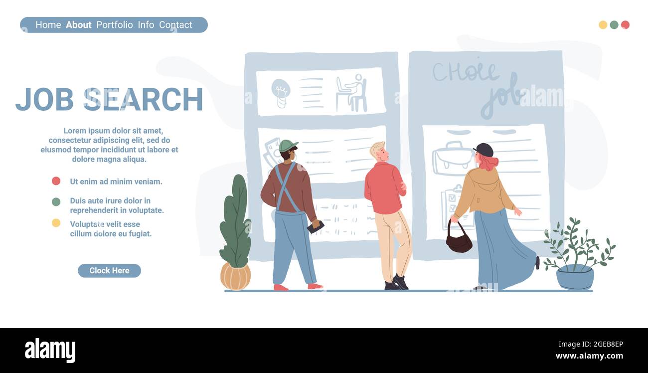 Cartoon flat work characters at job fair,vector landing page concept ...