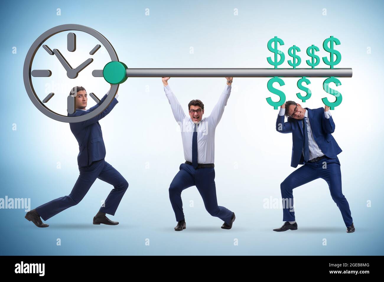 Time is money concept with the businessman and key Stock Photo - Alamy