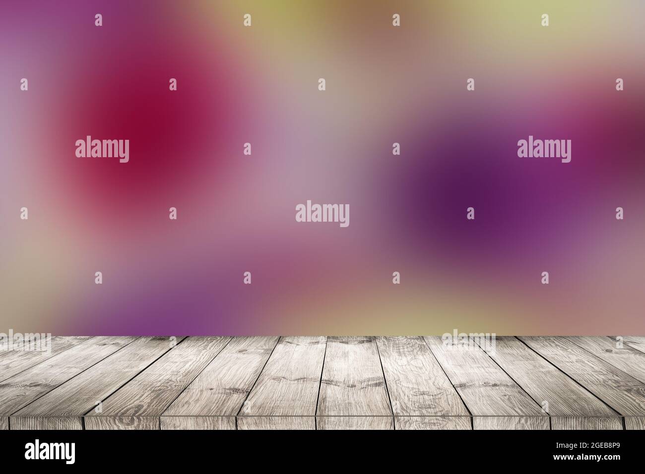 Table and blur background, Wooden counter over blur bokeh light background, Brown wood table top ...