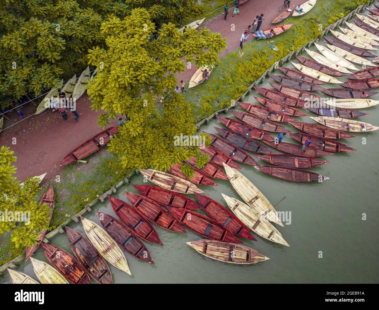 Non Exclusive: BARISHAL, BANGLADESH- AUGUST 18: Aerial view of the Boat ...