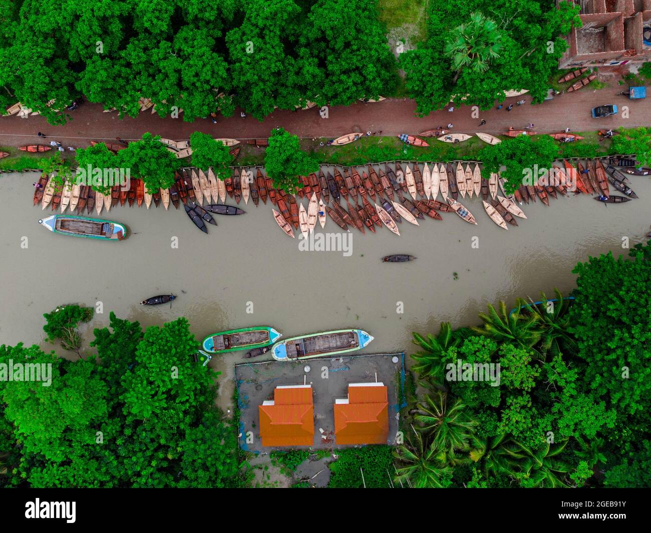 Non Exclusive: BARISHAL, BANGLADESH- AUGUST 18: Aerial view of the Boat ...