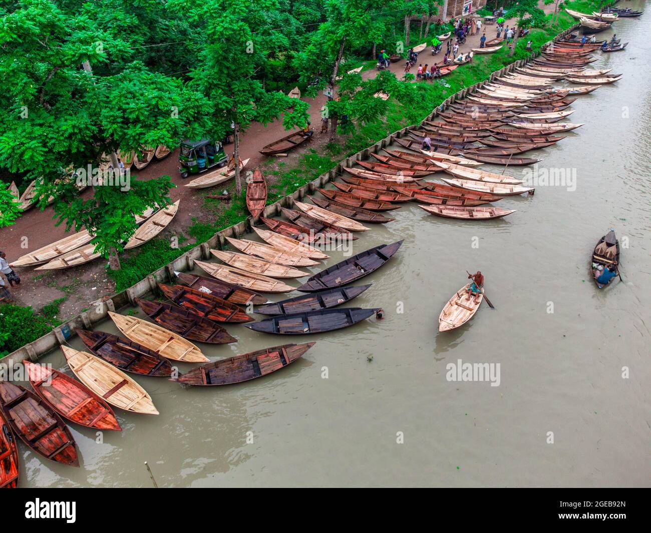 Non Exclusive: BARISHAL, BANGLADESH- AUGUST 18: Aerial view of the Boat ...