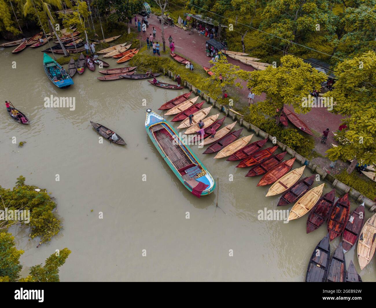 Non Exclusive: BARISHAL, BANGLADESH- AUGUST 18: Aerial view of the Boat ...