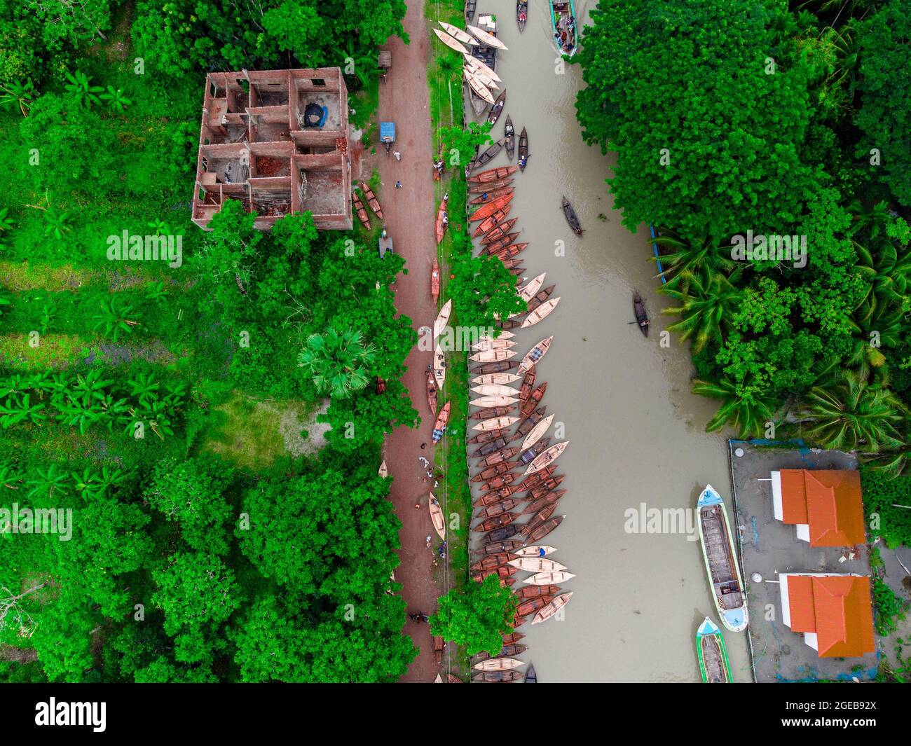 Non Exclusive: BARISHAL, BANGLADESH- AUGUST 18: Aerial view of the Boat ...
