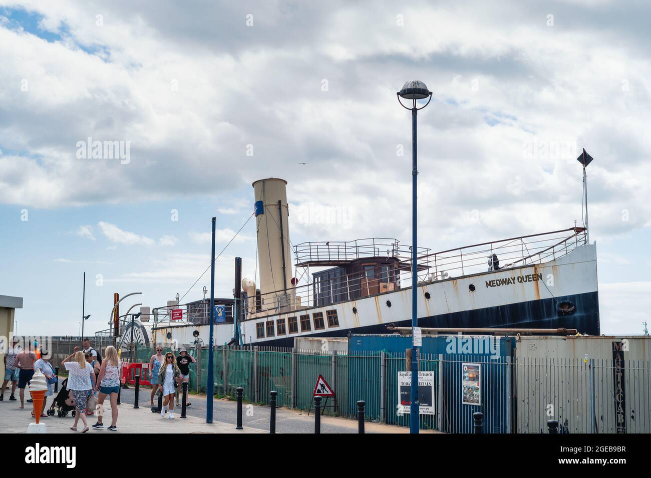 Ramsgate, UK - Aug 14 2021 The 1924 Paddle Steamer Medway Queen on the ...