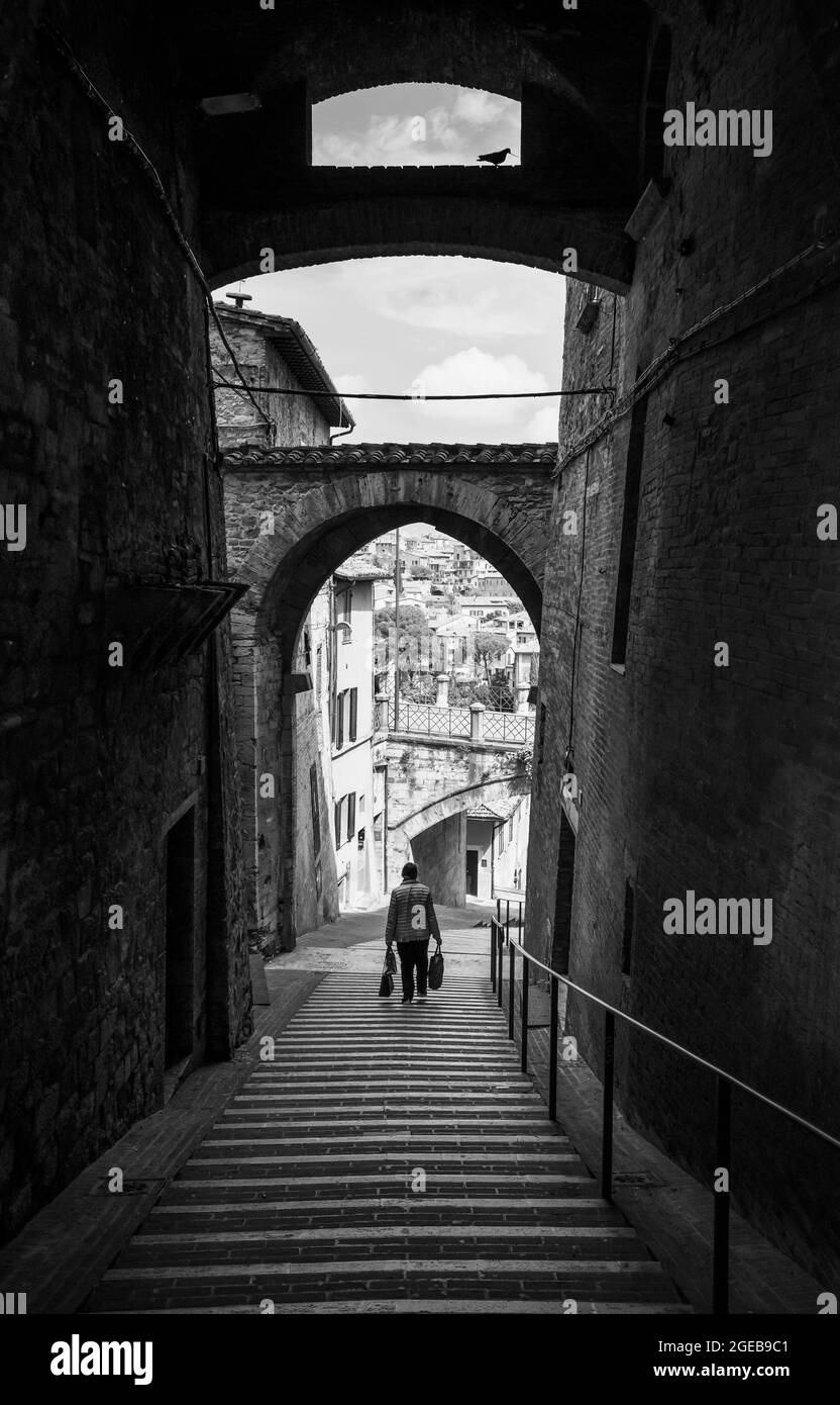 Perugia (Italy) - A characteristic views of historical center in the ...