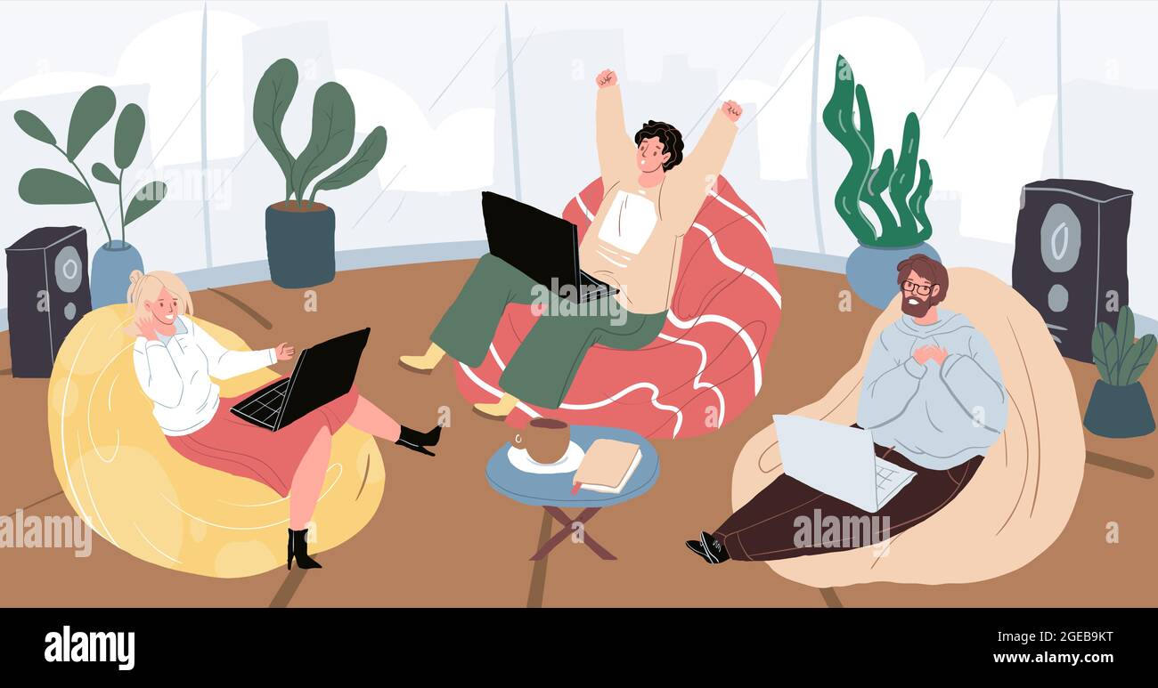 Cartoon flat characters at home party,vector illustration Stock Vector ...