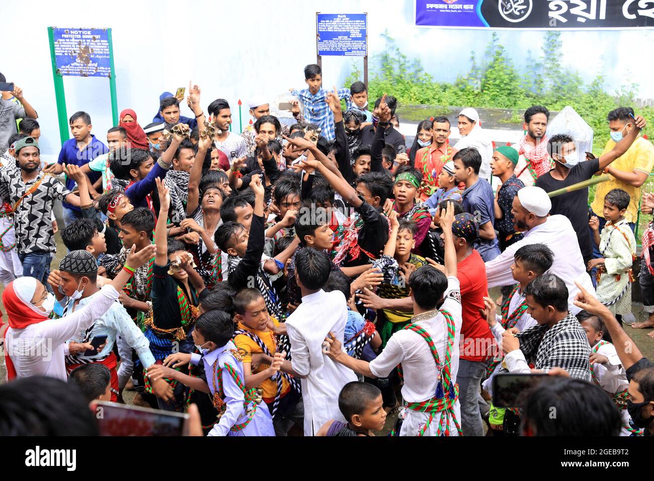 Non Exclusive: DHAKA, BANGLADESH - AUGUST 18: Faithful attend at religious ceremony, to ...