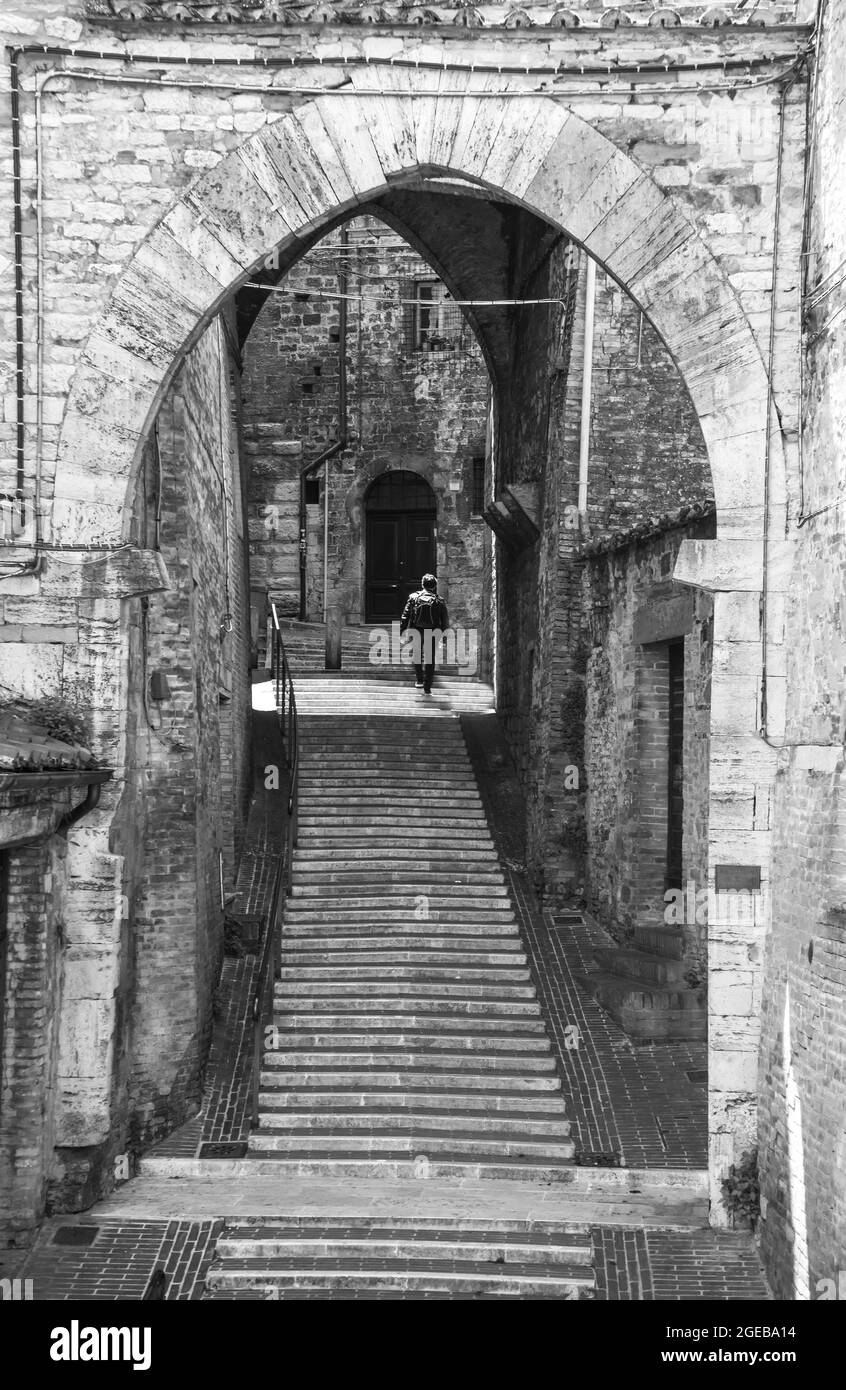 Perugia (Italy) - A characteristic views of historical center in the ...